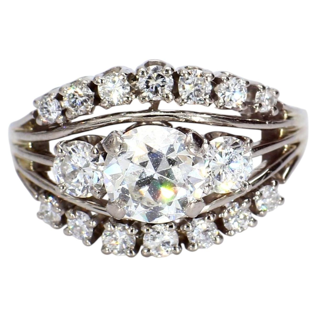 Vintage 1CTW Diamond Ring in 14K White Gold For Sale at 1stDibs