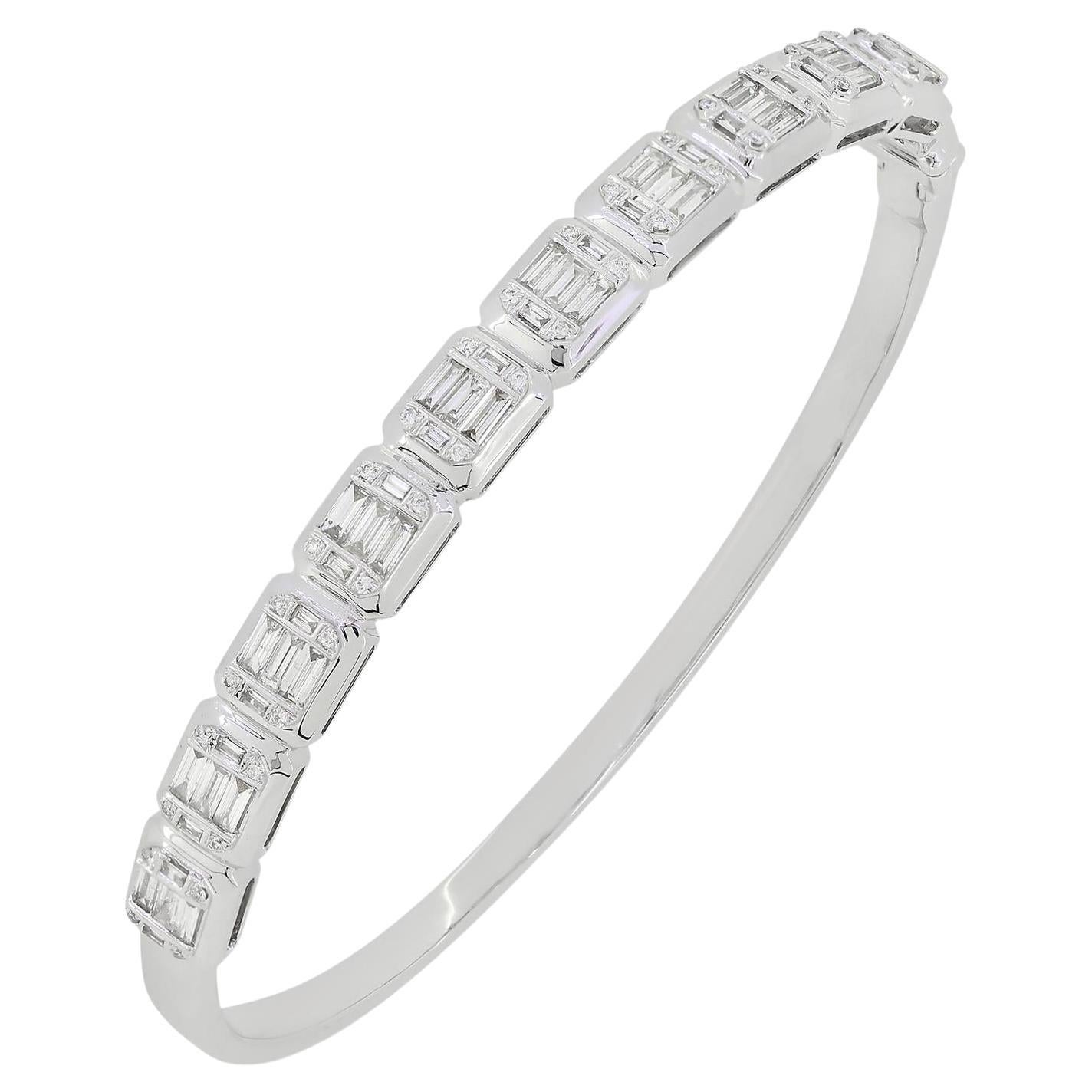 Luxle 0.22 Ct. T.W Round and Baguette Diamond Cuff Bangle in 18k Rose ...