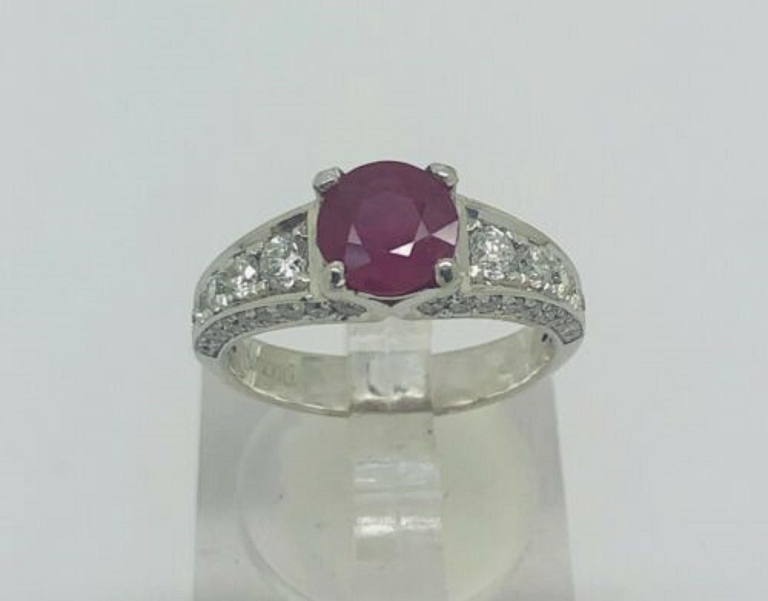 Modern Ruby Diamond 18K White Gold Double Ball Cocktail Ring For Sale ...