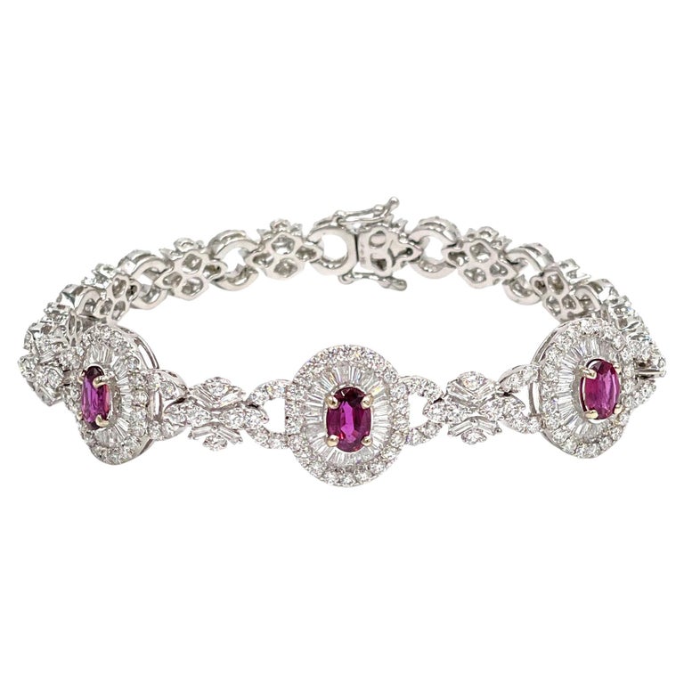 18K White Gold Ruby and Diamond Bracelet For Sale at 1stDibs