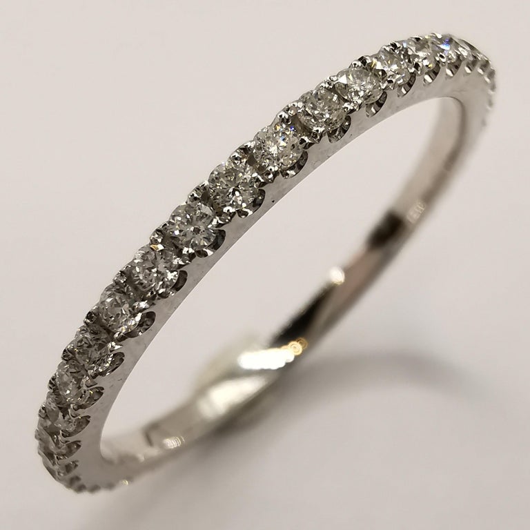 Customizable 18K White Gold Skinny Diamond Pavé Eternity Band Wedding ...
