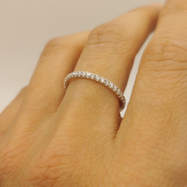 Customizable 18K White Gold Skinny Diamond Pavé Eternity Band Wedding ...