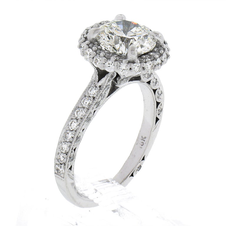 18k White Gold Tacori GIA Round Diamond 2.51ctw Engagement Ring Style ...