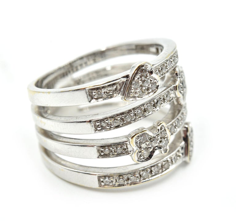 18 Karat White Gold Tous Gold Puppies 0.30 Carat Diamond Ring For Sale ...