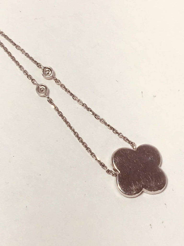18K White Gold Turquoise Clover Necklace at 1stDibs