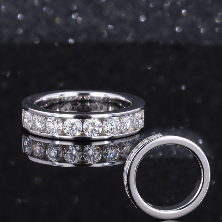 Customizable 18K White Gold Wedding Band with Full Eternity Diamonds ...