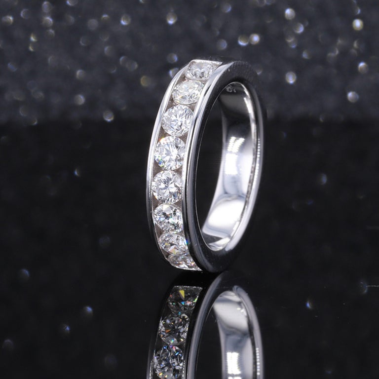 Customizable 18K White Gold Wedding Band with Full Eternity Diamonds ...