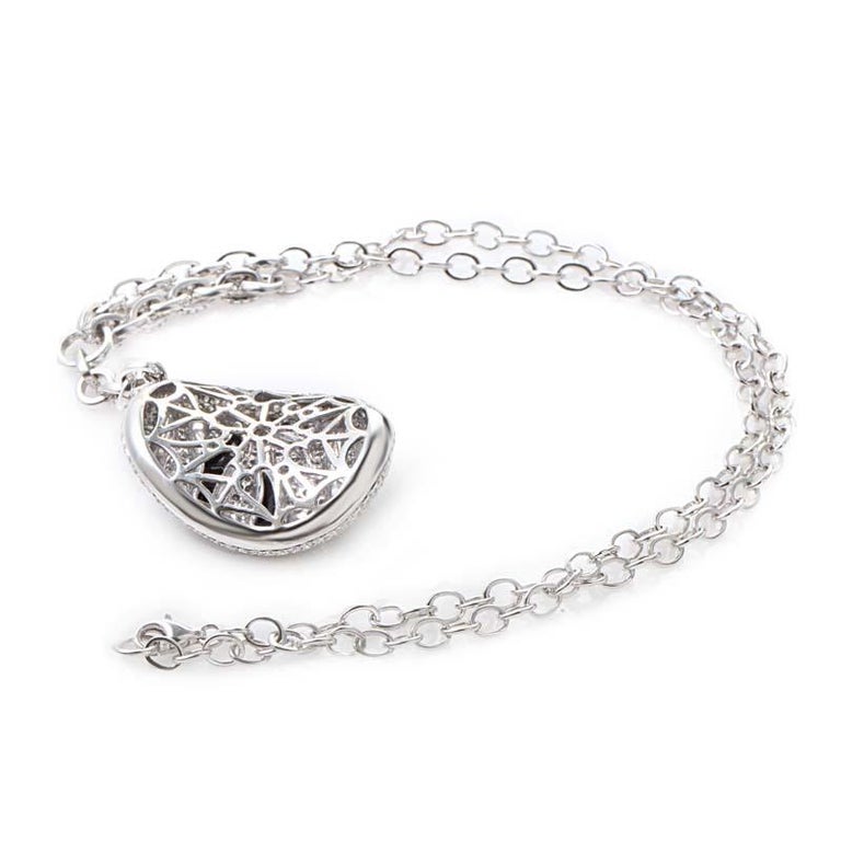 18 Karat White Gold Zebra Stripped Diamond Pave Oval Pendant 0514G1 at ...