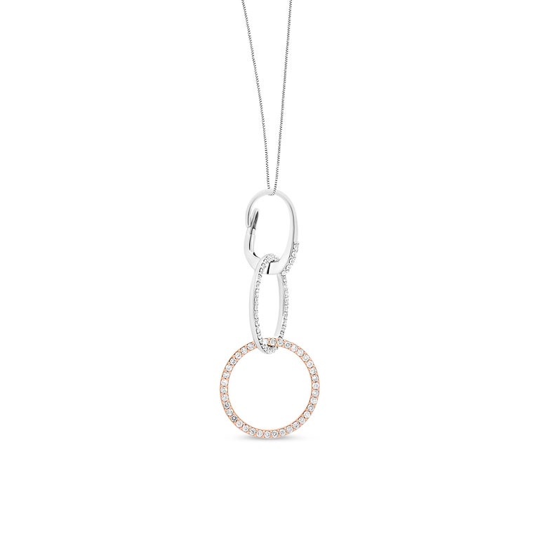 18K White and Rose Gold 1/2 Ct Diamond Double Interlocked Circle ...