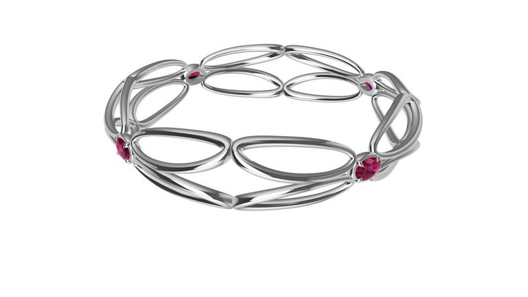 18 Karat White Gold Ruby Arabesque Wings Bracelet For Sale at 1stDibs
