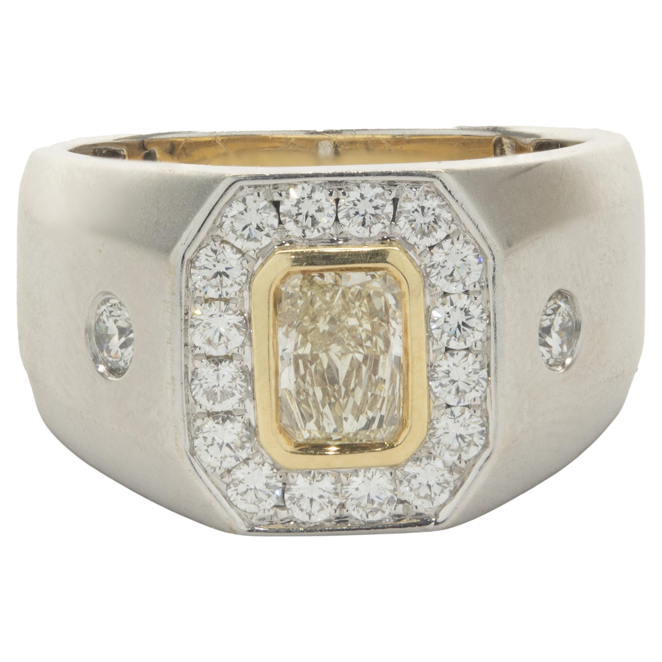18K Yellow Gold Sapphires Diamonds Signet Ring at 1stDibs