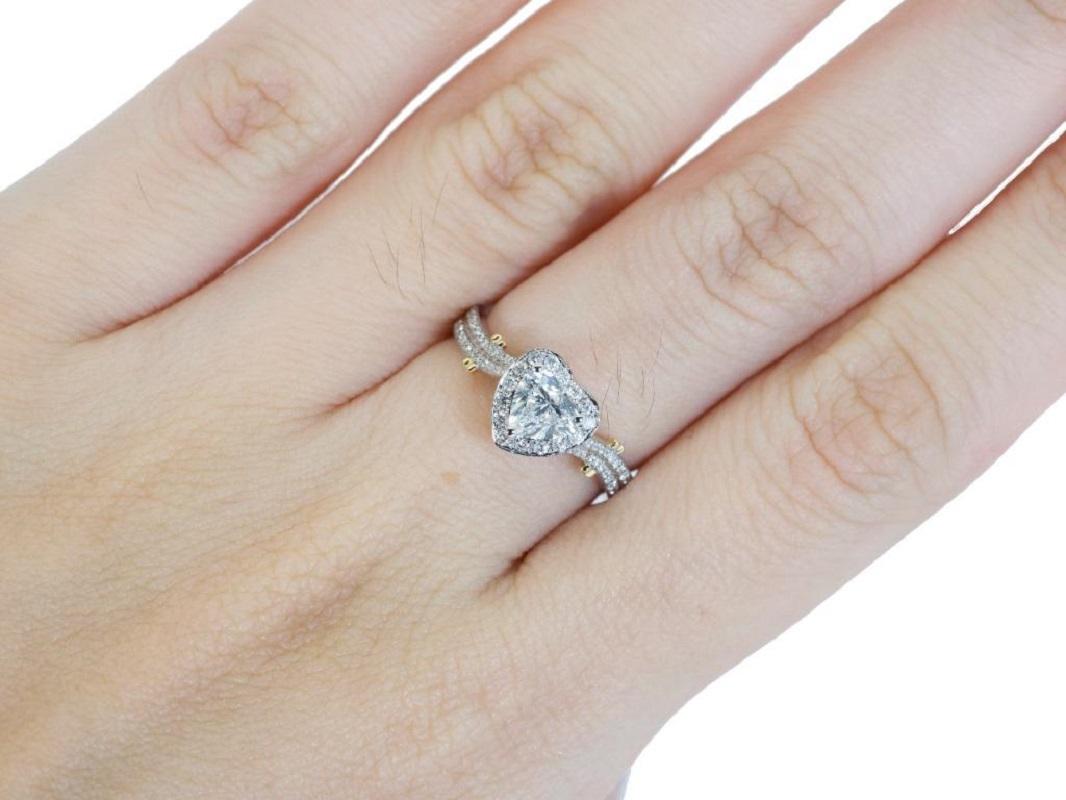 18K White and Yellow Gold Heart Shape Ring with 0.24 Ct Natural ...