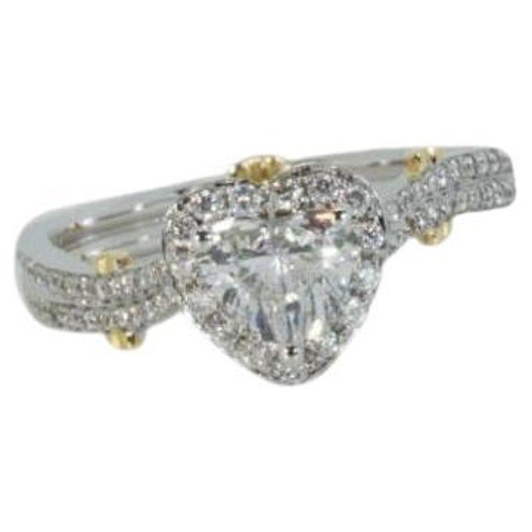 18K White and Yellow Gold Heart Shape Ring with 0.24 Ct Natural ...