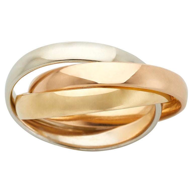 18k White Yellow and Rose Gold Trinity Band Ring at 1stDibs