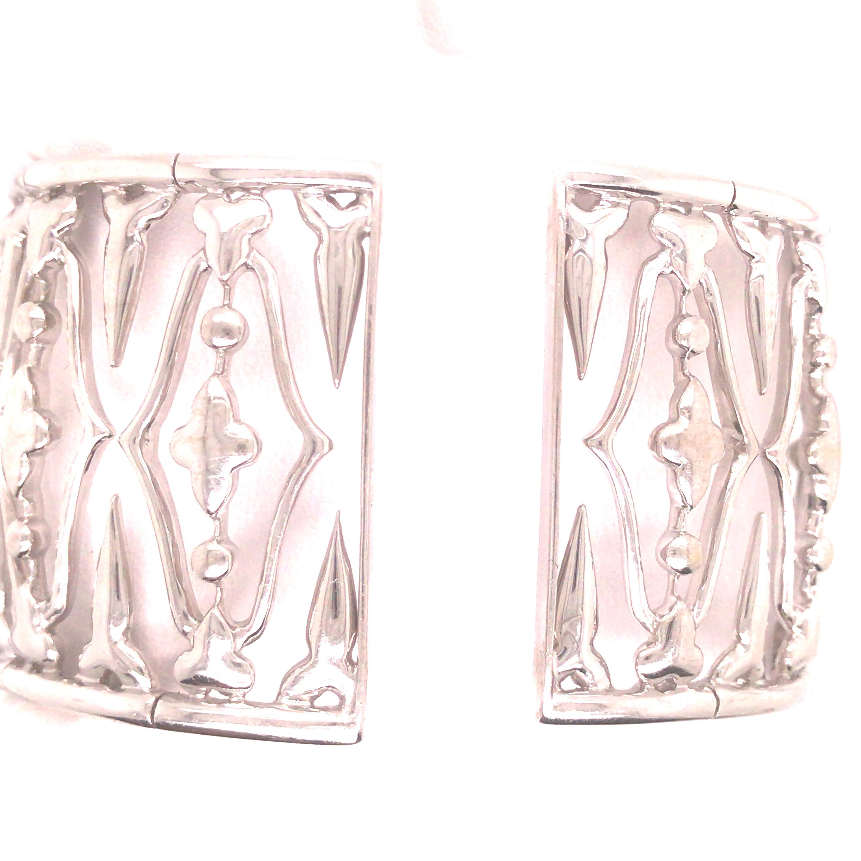 18K Wide, Open Space Diamond Bangle Cuff White Gold For Sale at 1stDibs ...