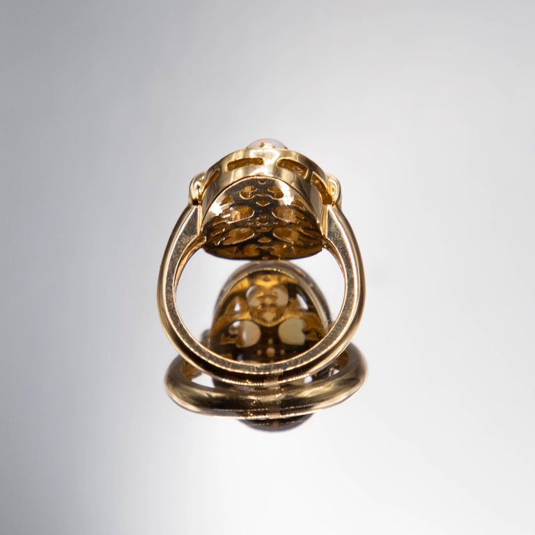 18k Yellow 1.94 Carat Lightning Ridge Red Flash Opal and Diamond Ring ...