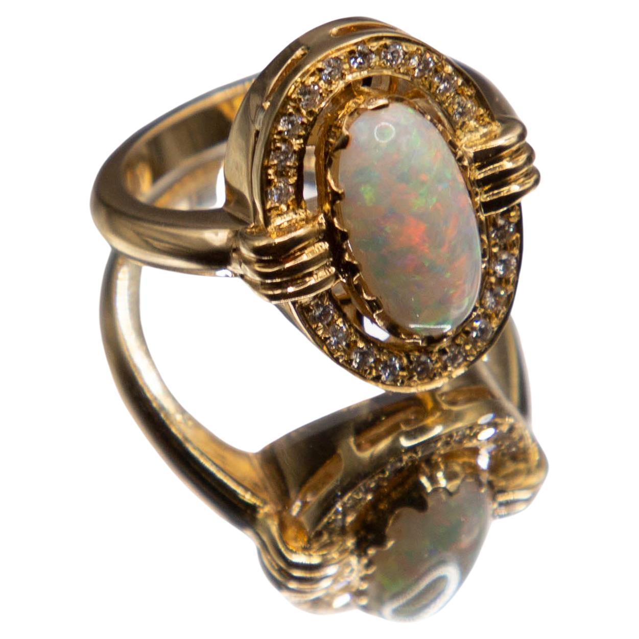 Lightning Ridge Dark Opal, Pink Diamond Pink Padparadscha Sapphire Ring ...