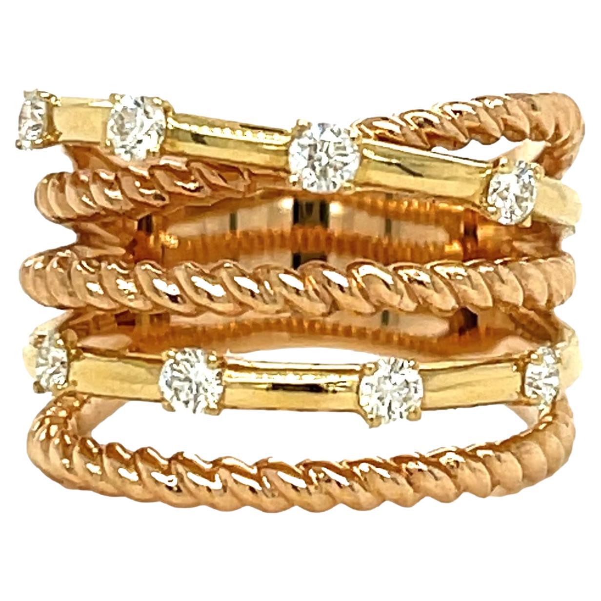 Diamond Yellow and Rose Gold Rose Ring at 1stDibs