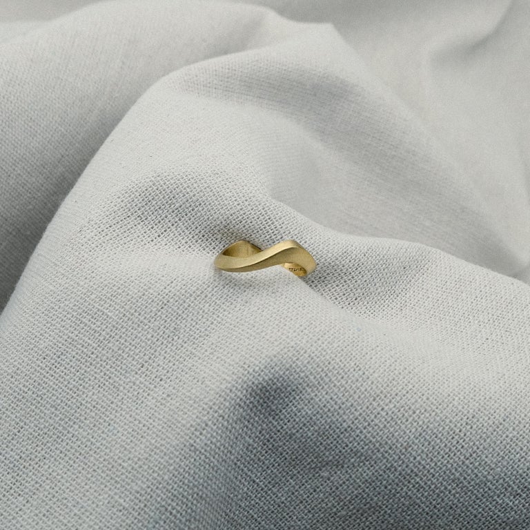 Customizable 18k Yellow Antique Matte Gold Architectural Asymmetrical ...