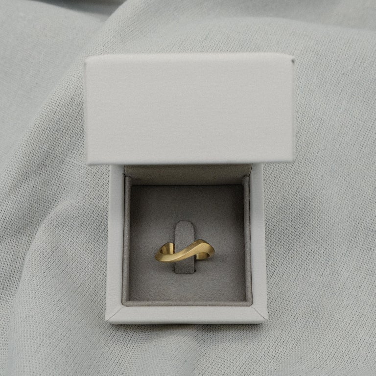 Customizable 18k Yellow Antique Matte Gold Architectural Asymmetrical ...