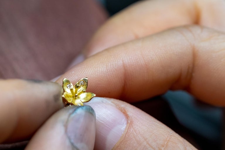 18K Yellow Fairmined Gold, Canadamark Diamonds, Handmade, Flower ...