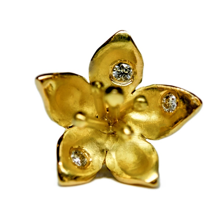 18K Yellow Fairmined Gold, Canadamark Diamonds, Handmade, Flower ...