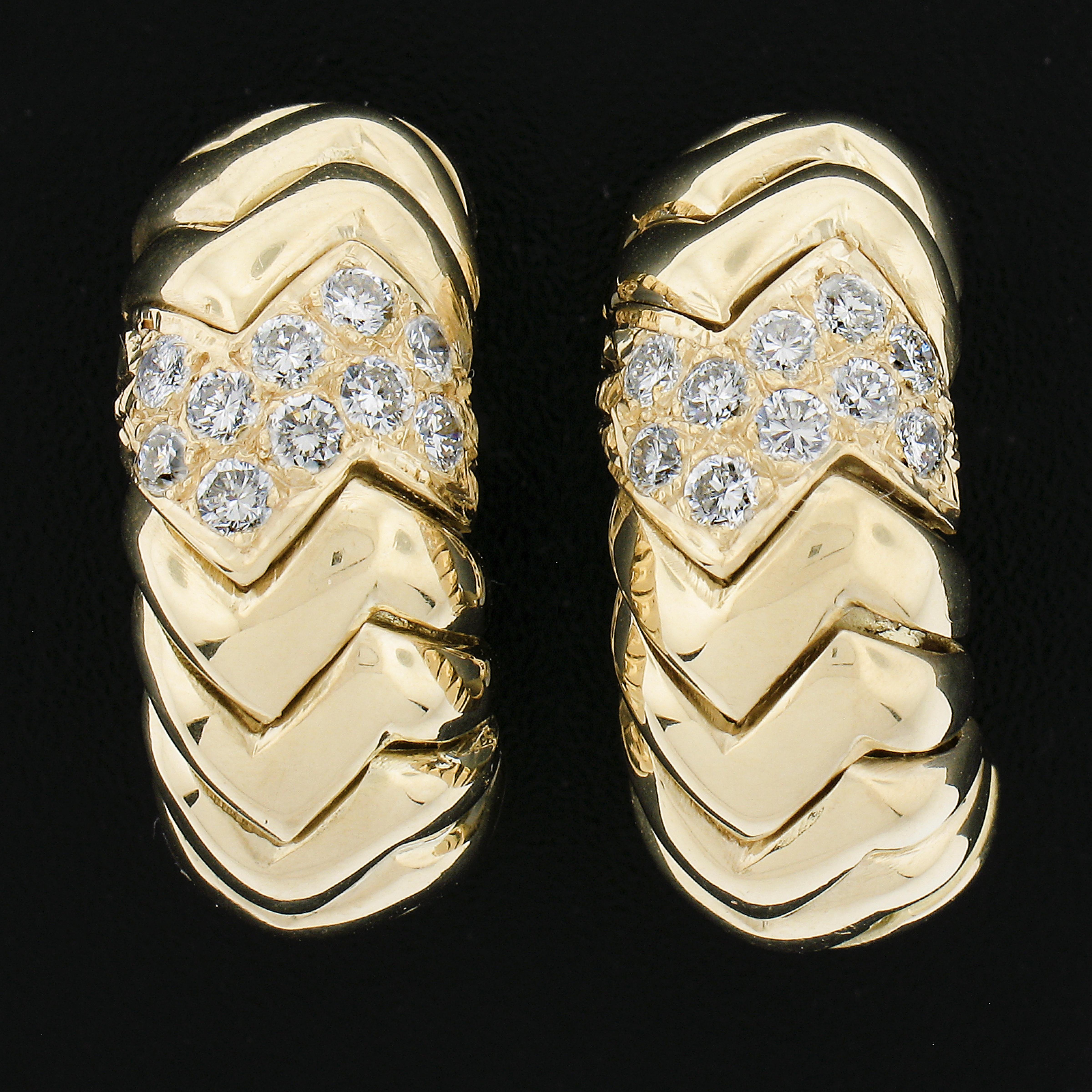 18k Yellow Gold 0.80ctw Pave Set Diamond Substantial Cuff Omega ...