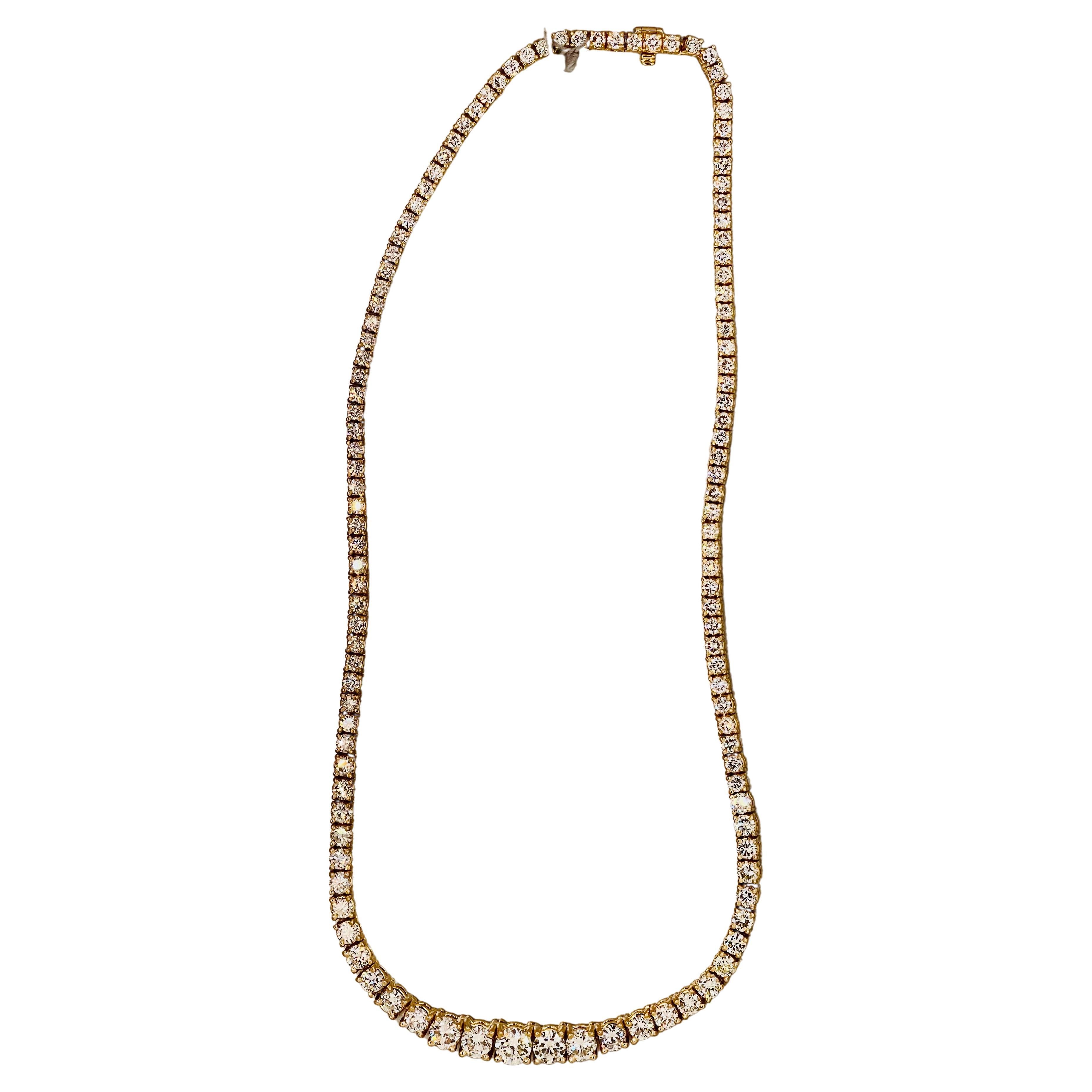 18K Yellow Gold 20 Carat Graduated Tool Links Diamond Necklace at 1stDibs