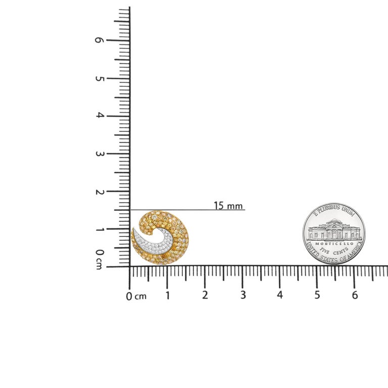 18K Yellow Gold 18.0 Carat Mixed Fancy Color Diamond Double Swirl Hoop ...