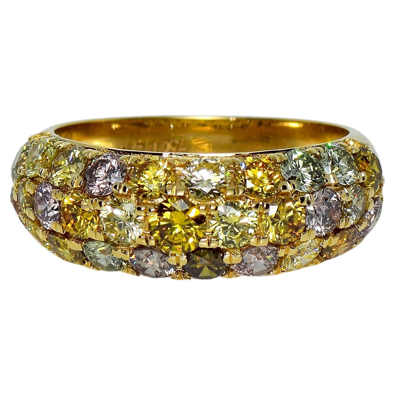 18k Yellow Gold 2.34 Ct Natural Fancy Diamonds Antique Art Deco ...