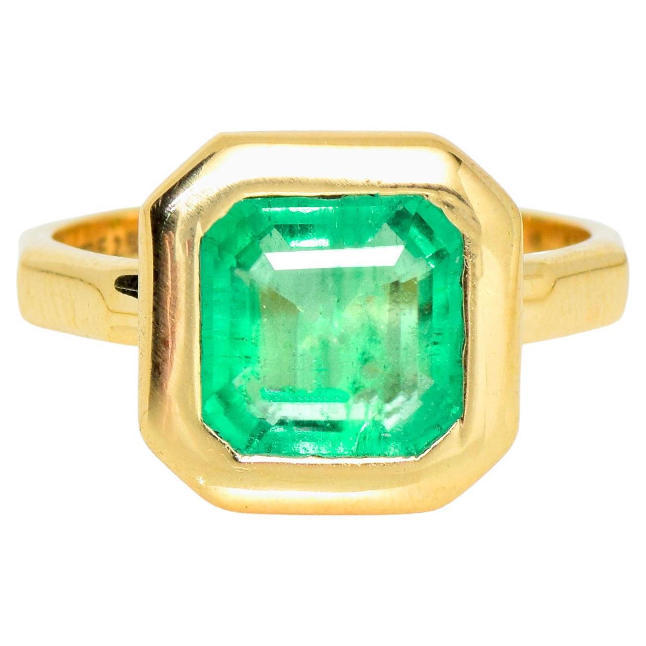 IGI 18K 5.94 Ct Colombia Emerald&Diamond Antique Art Deco Engagement ...