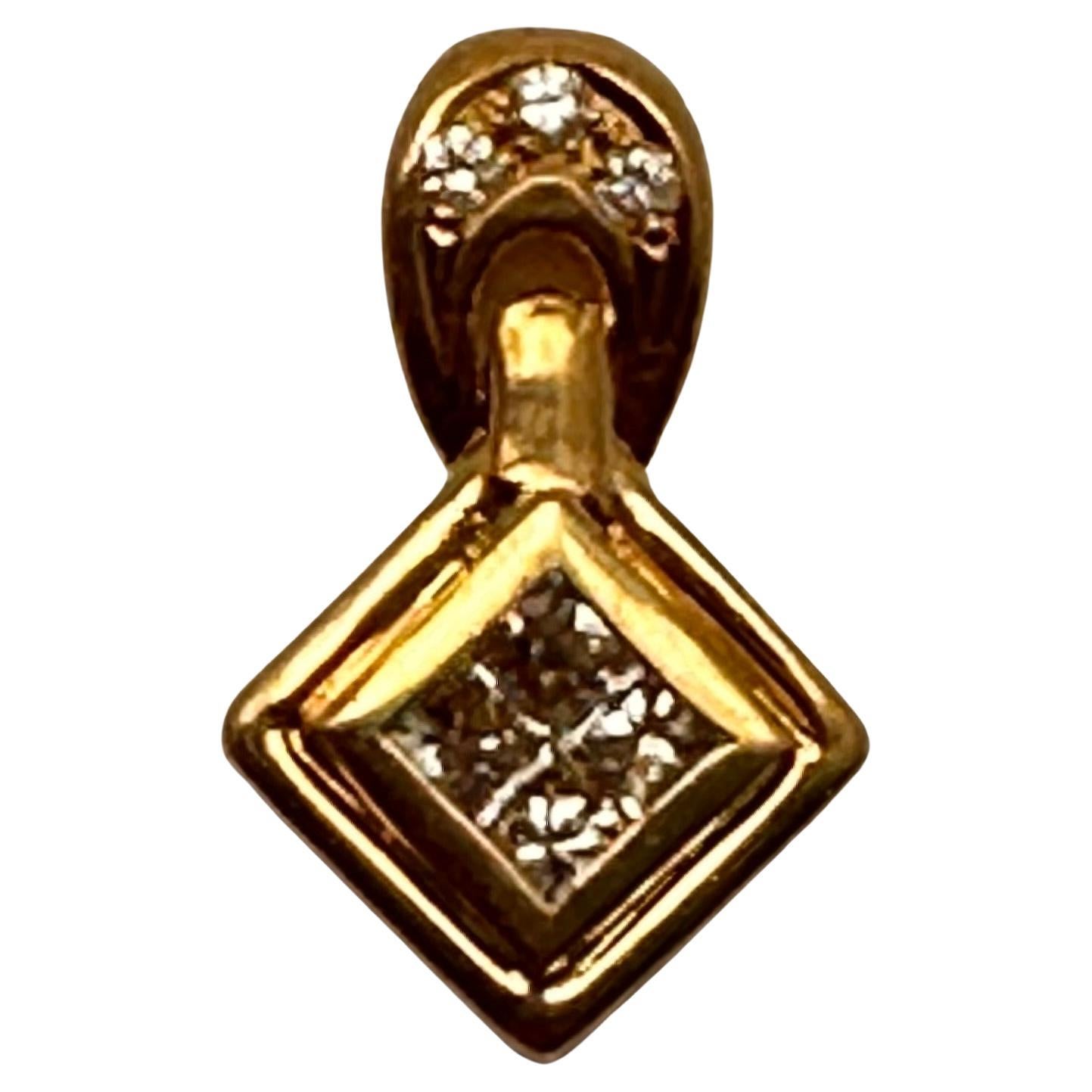 10 Karat Yellow Gold Princess Cut Diamond Pendant #18212 For Sale at ...
