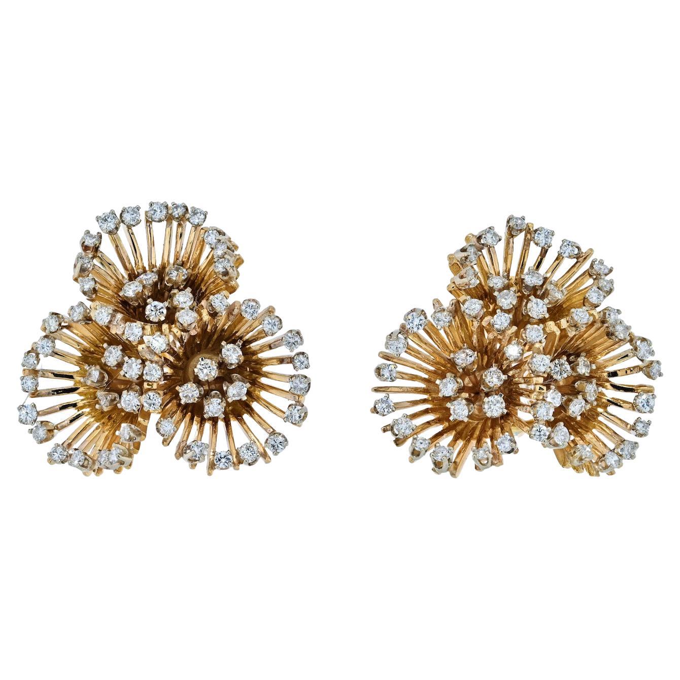 Fabulous Diamond Gold Spray Design Earrings For Sale (Free Shipping) at ...