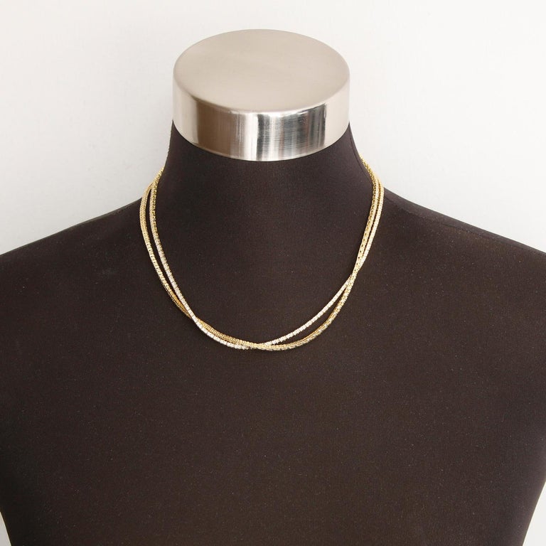 18K Yellow Gold 7.27cts Straight Line Diamond Necklace For Sale at 1stDibs