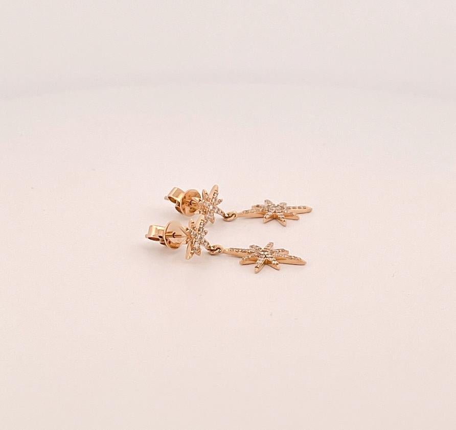 18k Yellow Gold 8 Point Star Drop Earrings For Sale at 1stDibs | 8 ...