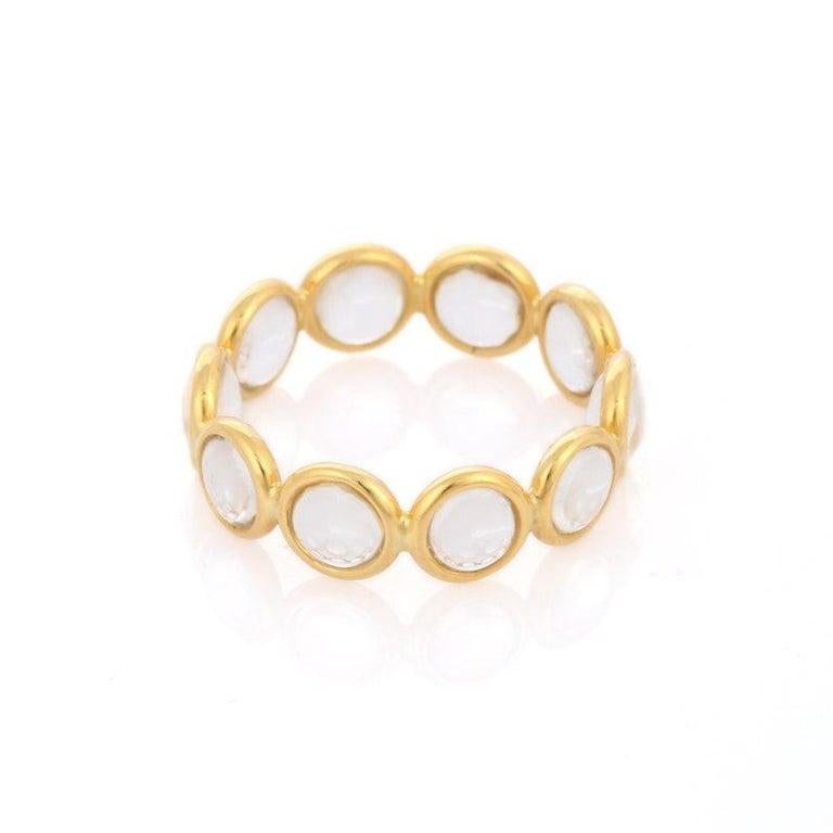 Customizable 18K Yellow Gold Crystal Eternity Band Ring For Sale at 1stDibs