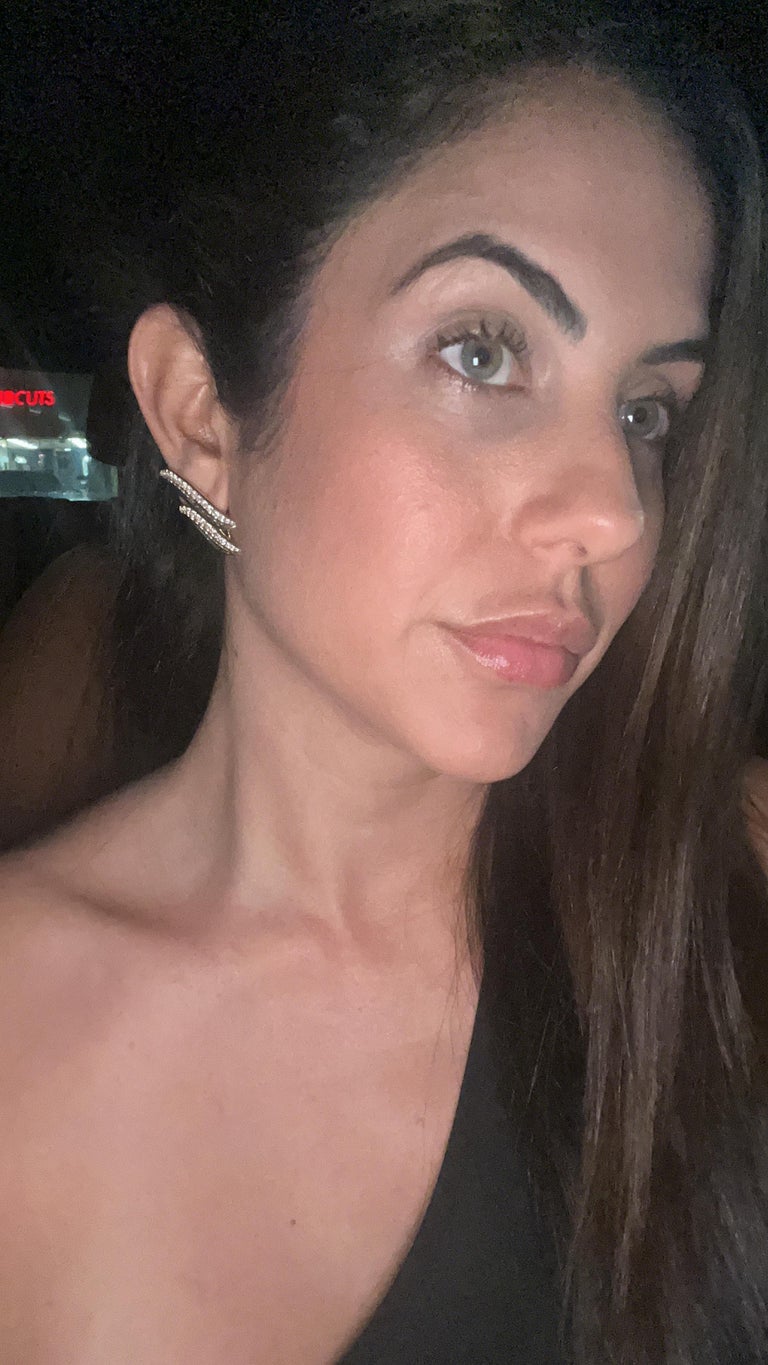 18k Yellow Gold and Diamond Wave Cross Earrings For Sale at 1stDibs