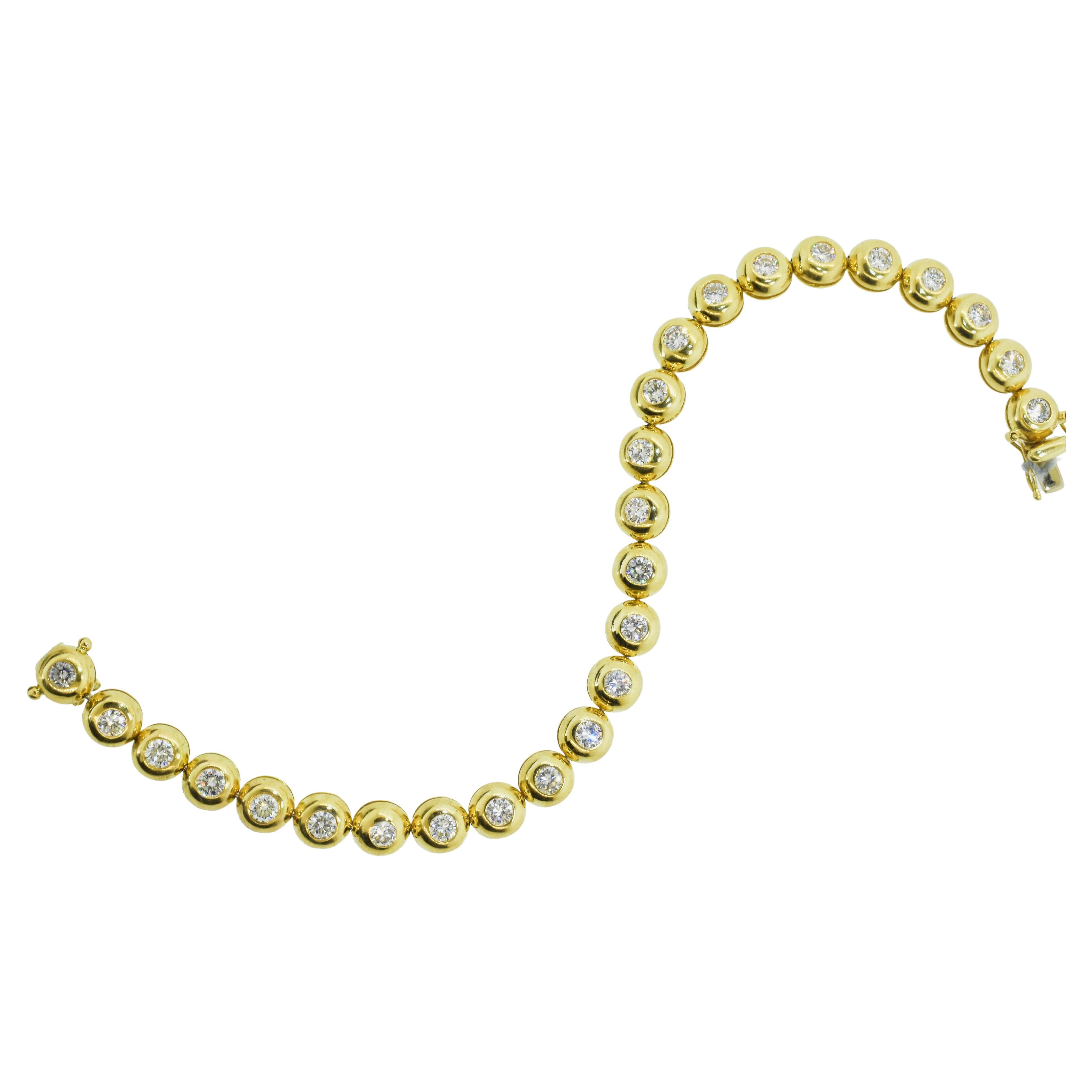18K Yellow Gold and Fine Diamond Flexible Link Modern Bracelet, c. 2022 ...