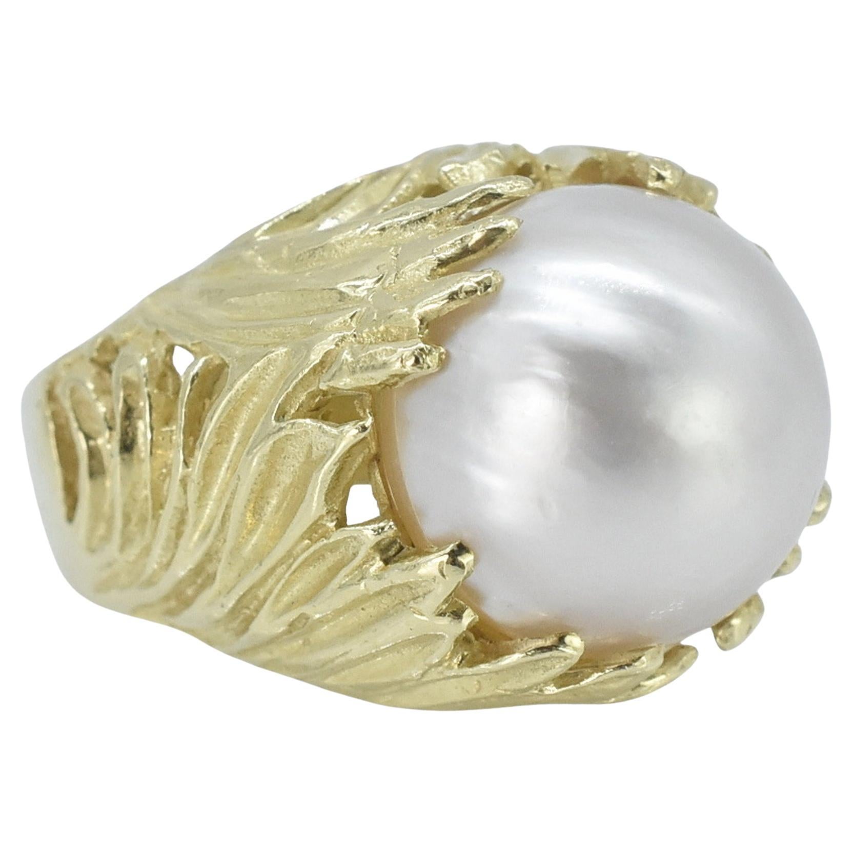 Earrings in 18 kt Gold and 800 Silver, Mabe Pearls, rose cut diamonds ...