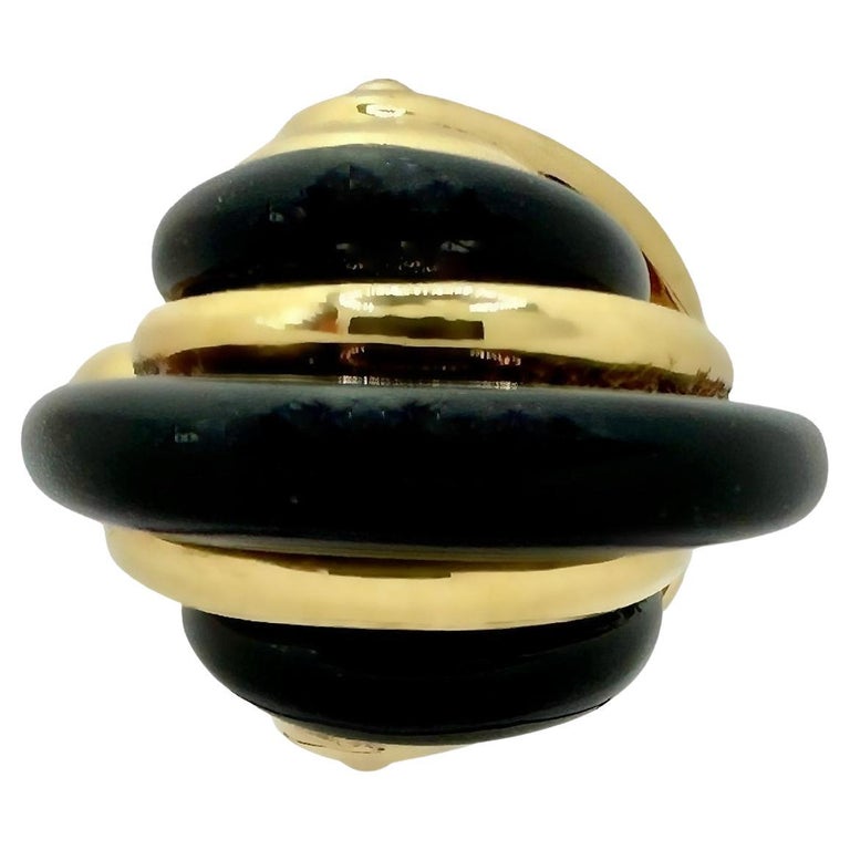 18k Yellow Gold and Onyx Vintage American Modernist Ring For Sale at ...