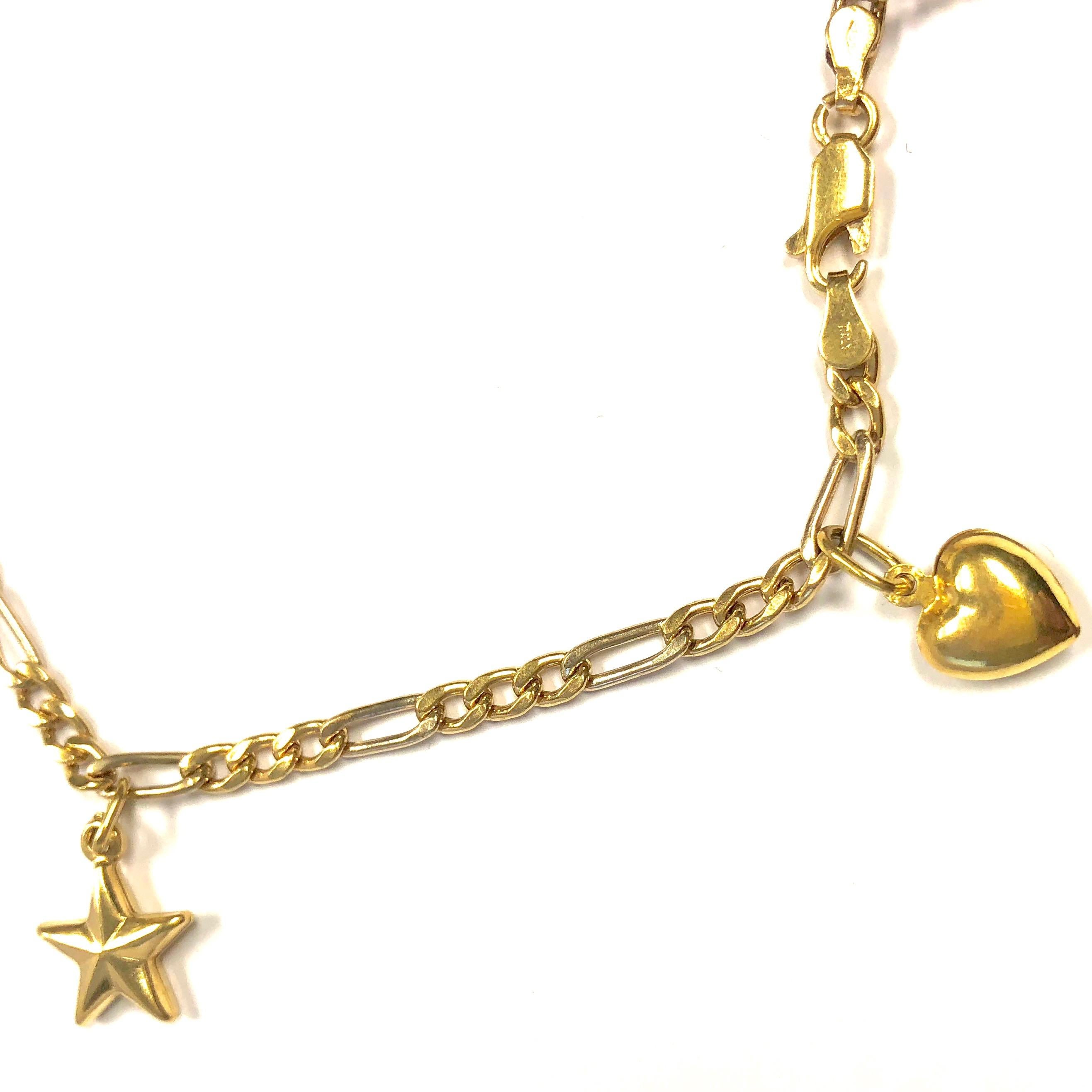 18 Karat Yellow Gold Anklet with Five Charms at 1stDibs | 14 karat gold ...