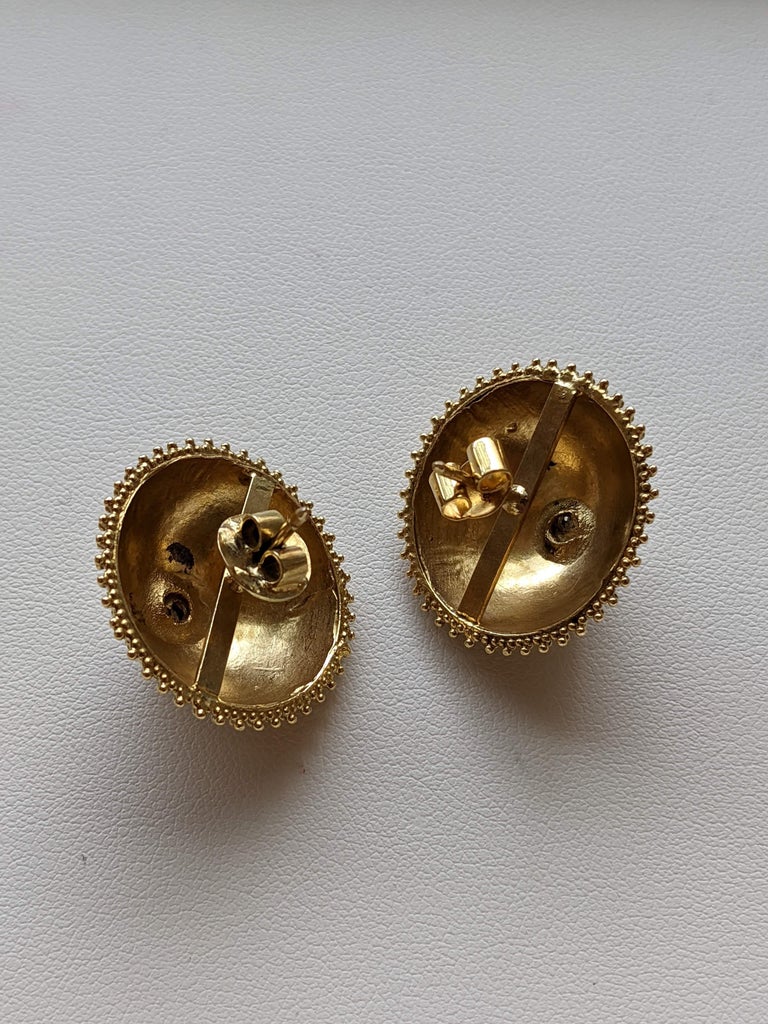 18K Yellow Gold Antique Indian Textured Dome Stud Earrings For Sale at ...