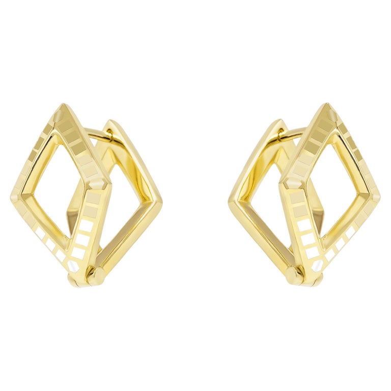 18k Yellow Gold Art Deco Enamel Snake Hoop Hunter Earrings For Sale at ...