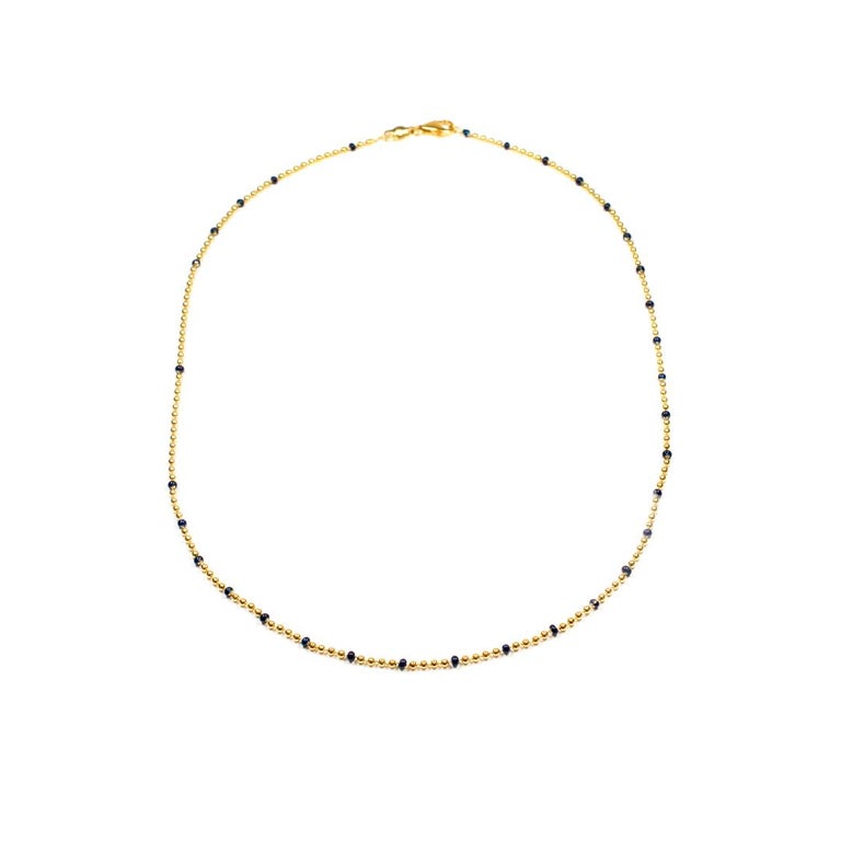 18K Yellow Gold Ball And Enamel Ball Link Ladies Chain For Sale at 1stDibs