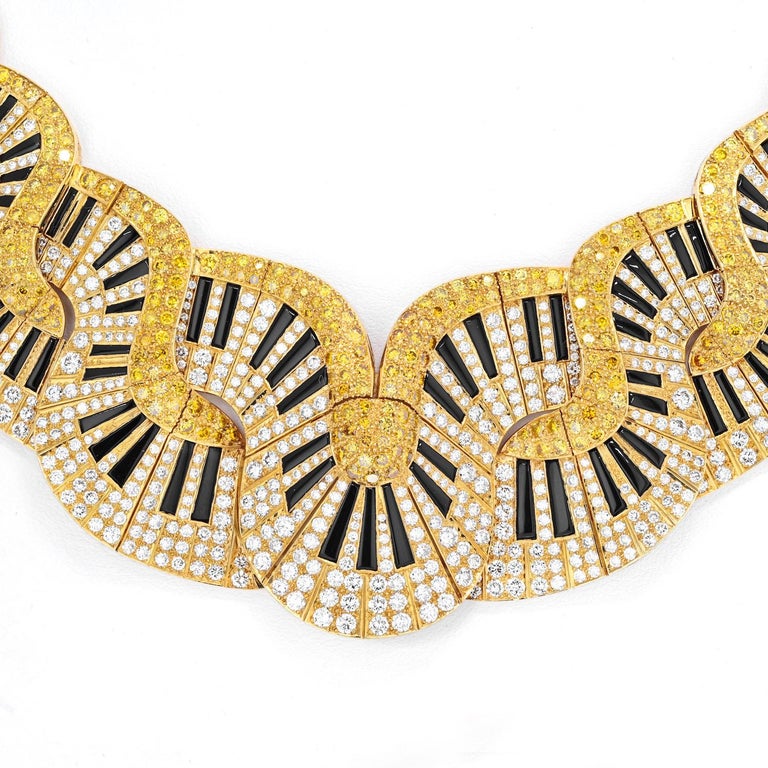 18K Yellow Gold Barry Peters Diamond Piano Keys Necklace For Sale at ...