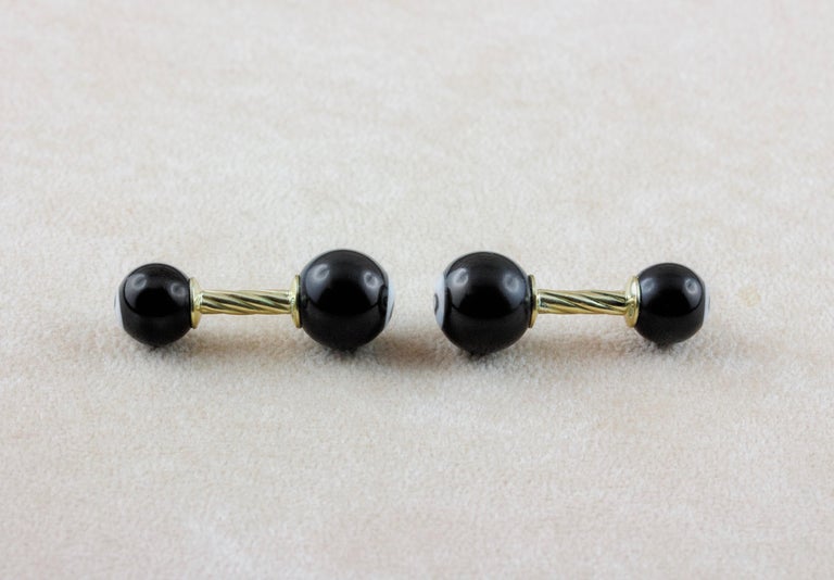 18 Karat Yellow Gold Billiard Eight Ball Cufflinks For Sale at 1stDibs