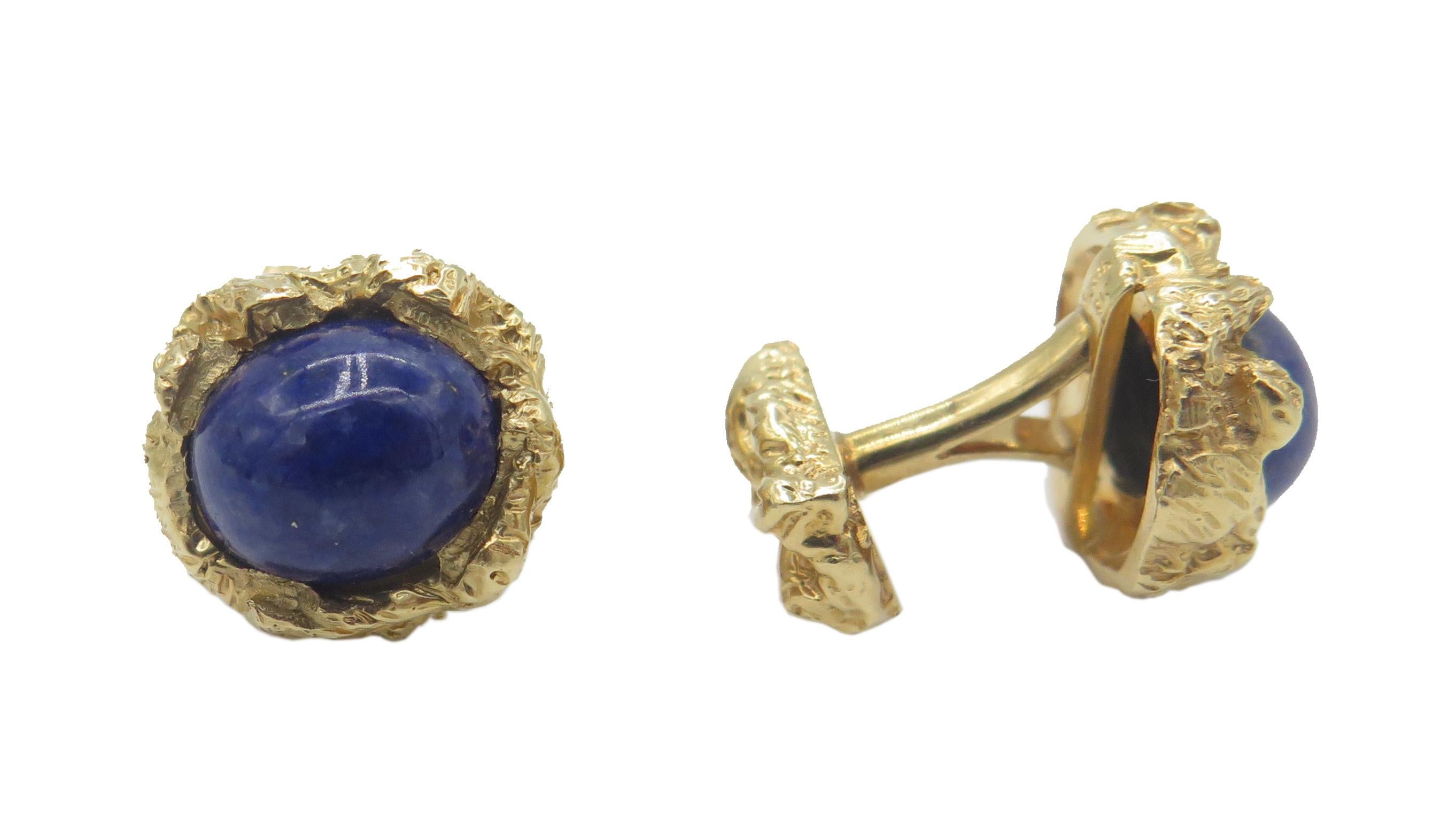18 Karat Yellow Gold Blue Lapz Cuff Links Set For Sale at 1stDibs ...