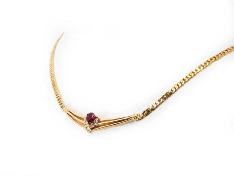 18K Yellow Gold Boat Shape Necklace with 0.44 Ct Natural Diamonds and ...