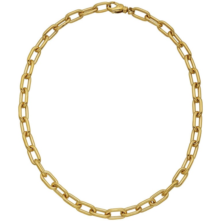 18 Karat Yellow Gold Boston Link Necklace at 1stDibs | boston link chain