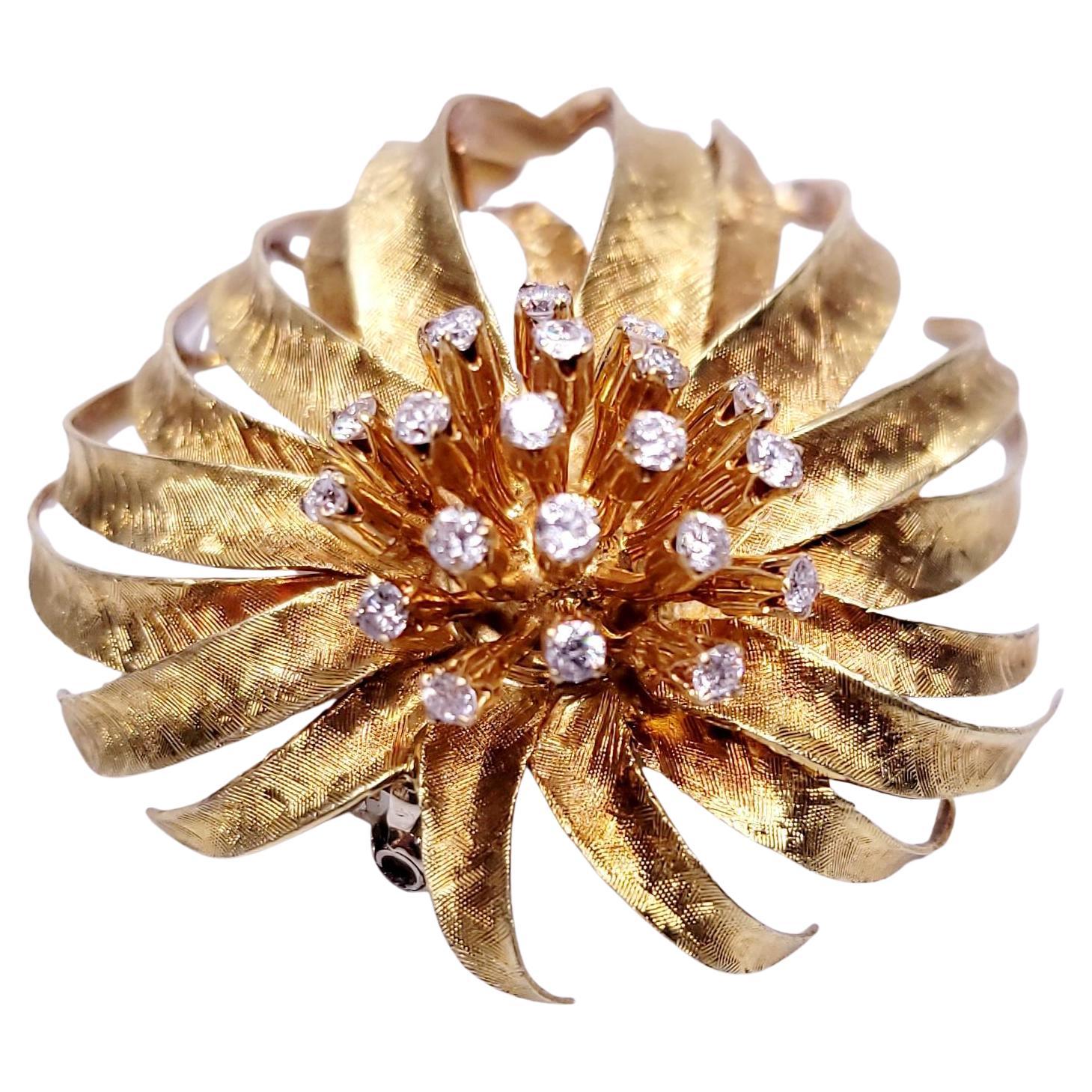 Honora Diamond Yellow Gold Brooch Pendant For Sale at 1stDibs | honora ...